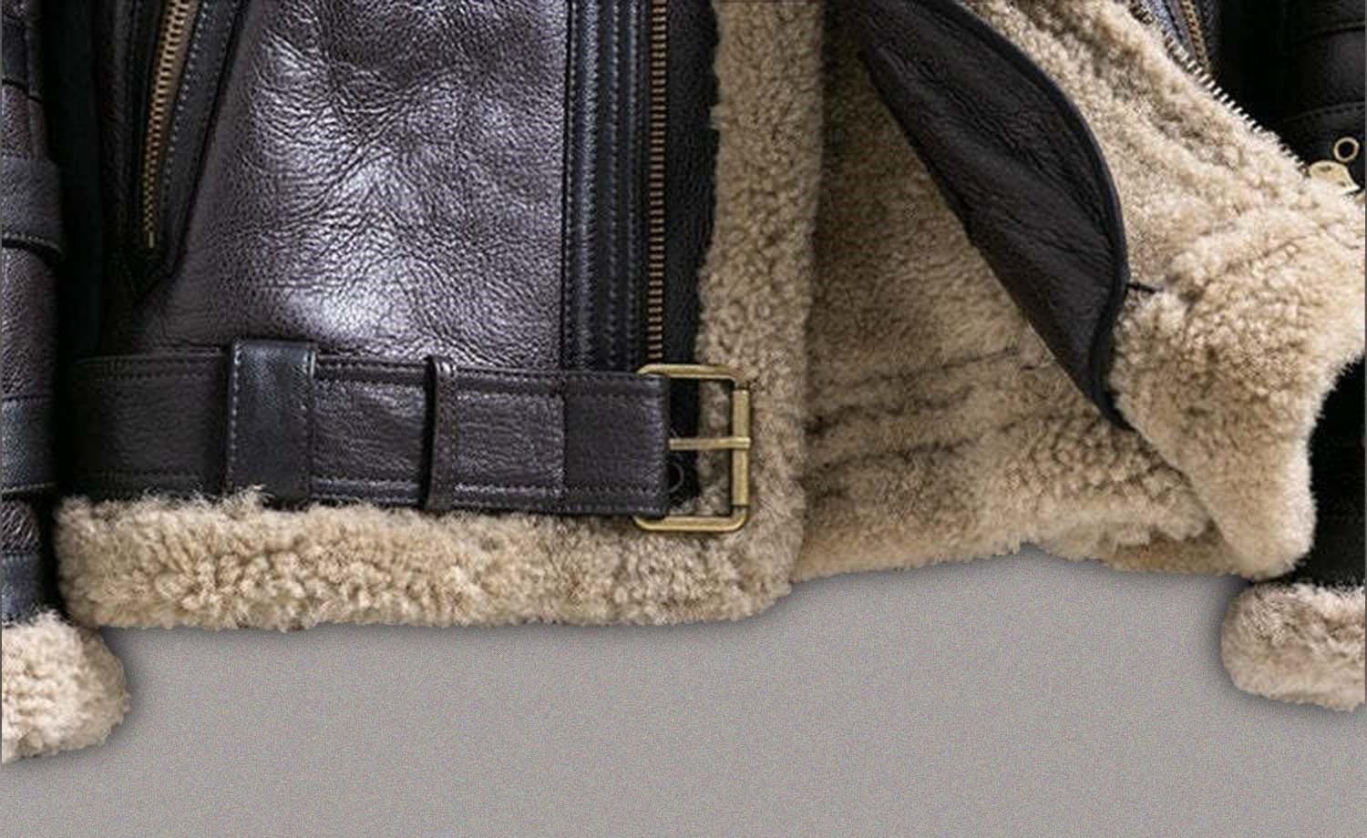 B3 RAF Brown Men's Bomber Flying Aviator Fur Real Shearling - Sheepskin ...