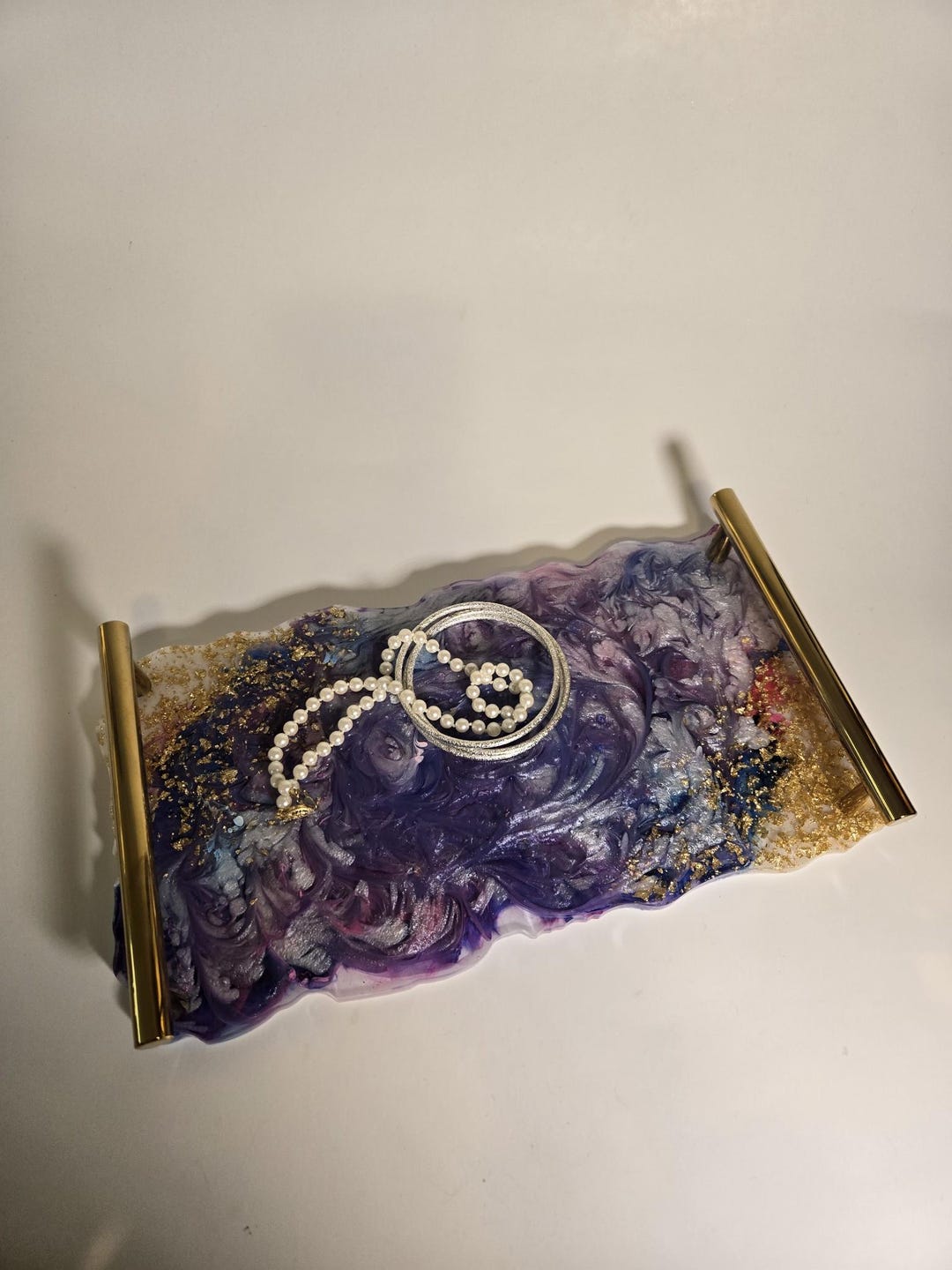 Epoxy Resin Tray With Gold Handles, Handmade, Unique Gift. 12"×7" - Etsy