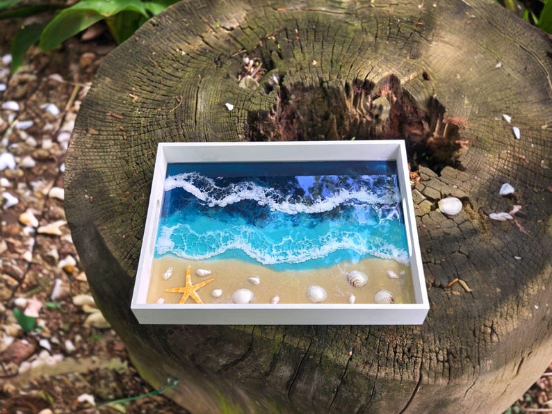 Epoxy Resin Beach Tray: Coastal Nautical Home Decor, Beach Lovers Gift ...
