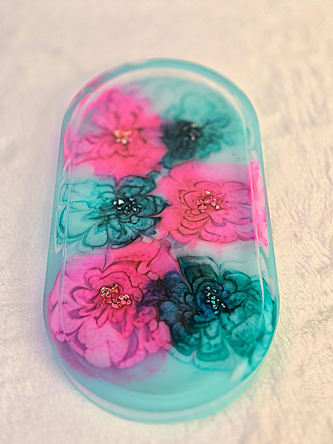 Handcrafted Epoxy Resin Trinket Trays With 3d Flower Blooms, Trinket ...