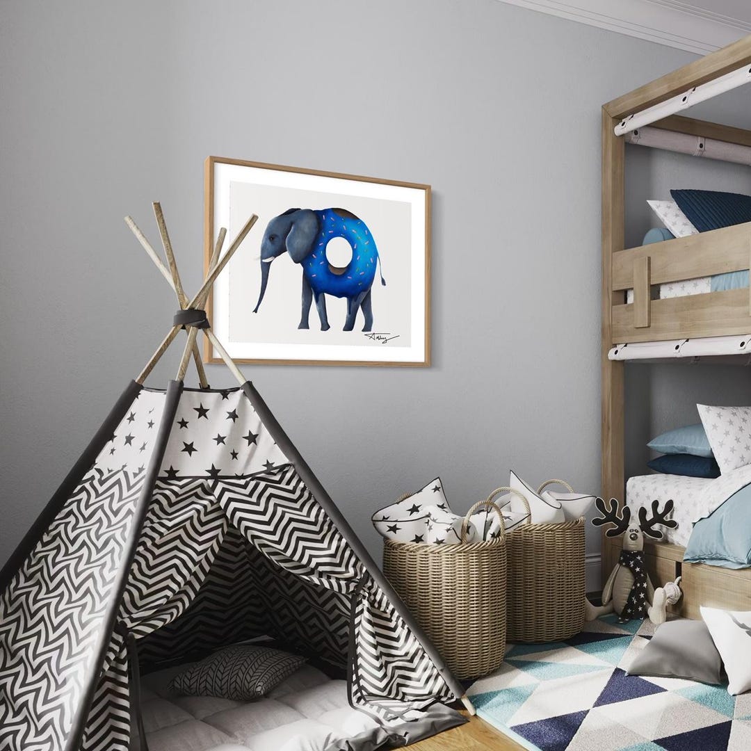 Elephant Donut: Art Print - Etsy