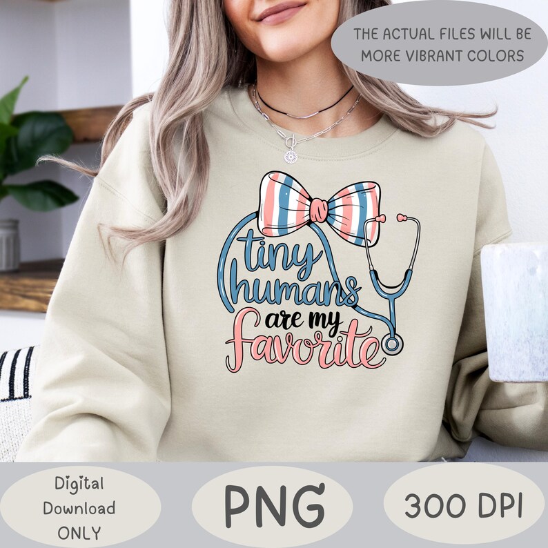 NICU Nurse Stethoscope Bow PNG: Tiny Humans Design (digital Download ...