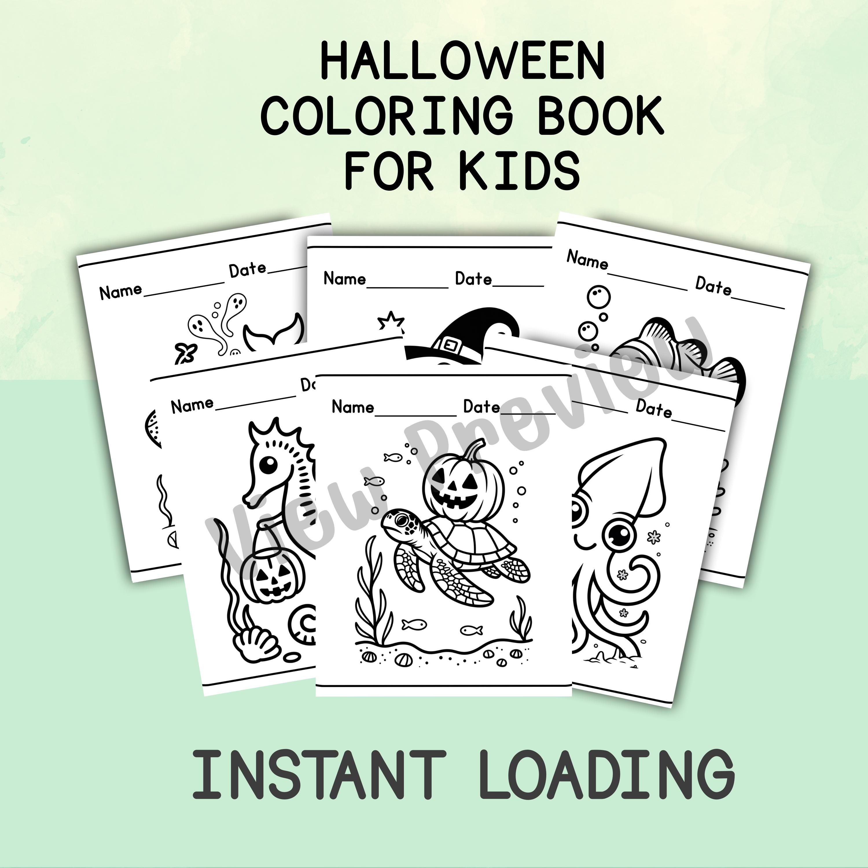 Halloween Sea Animals Coloring Book for Kids | Ocean Creatures Activity ...