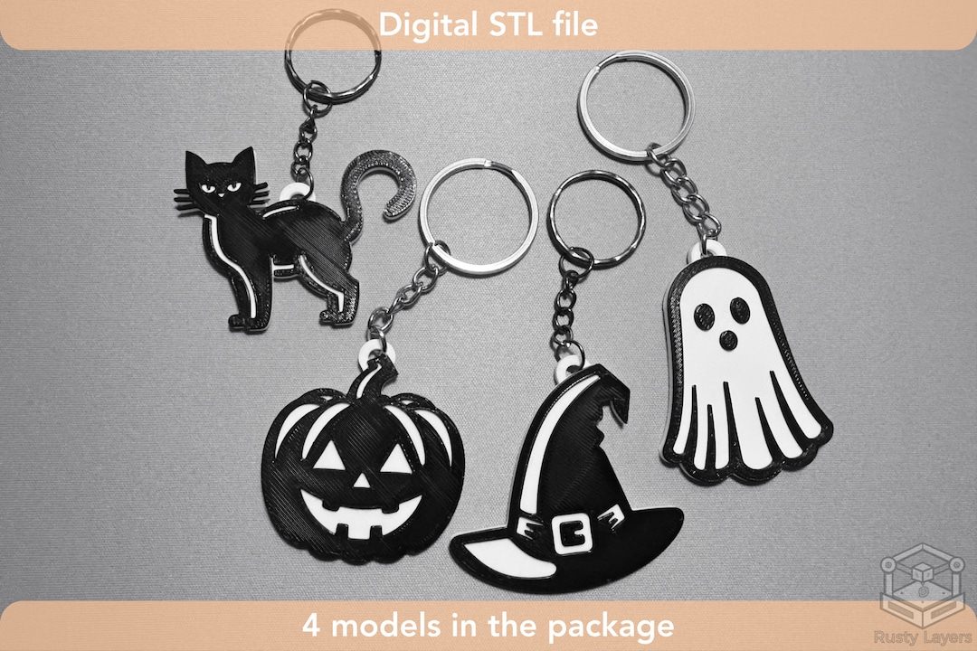 Halloween Keychain STL Bundle STL Files for 3D Printing, Spooky 3d ...