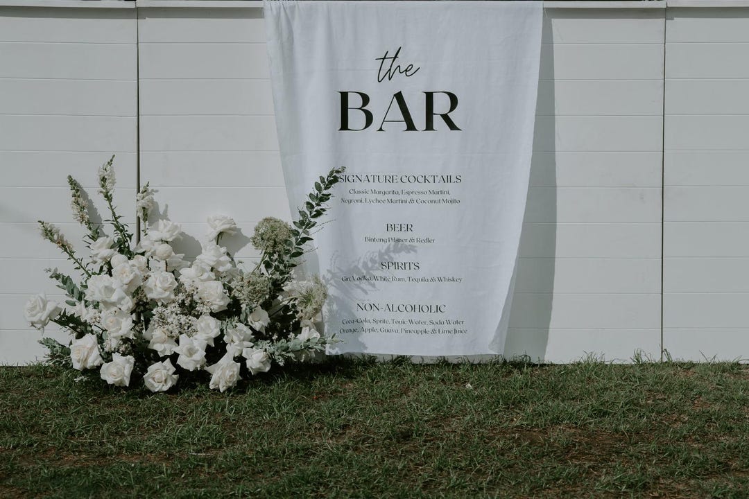Custom Small Fabric Sign | Fabric Bar Sign | Custom Wedding Fabric Sign ...