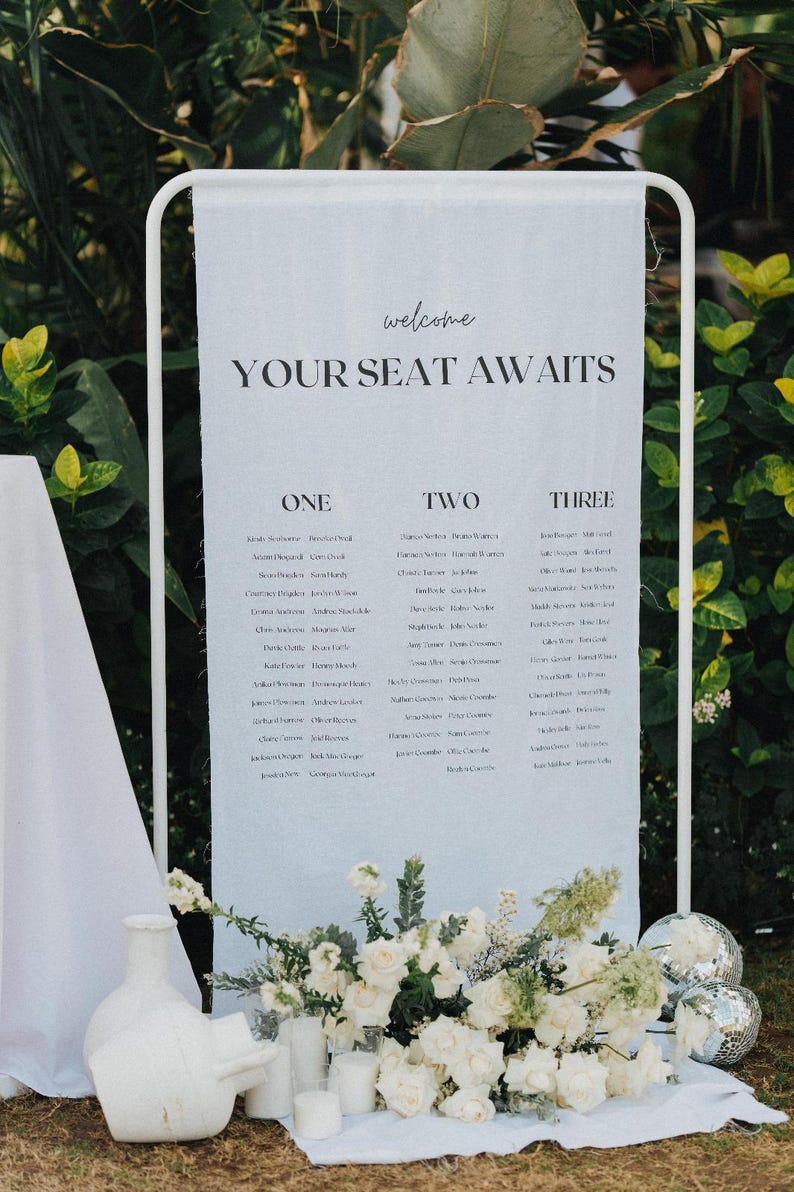 Custom Fabric Seating Chart | Custom Wedding Seating Chart Sign ...