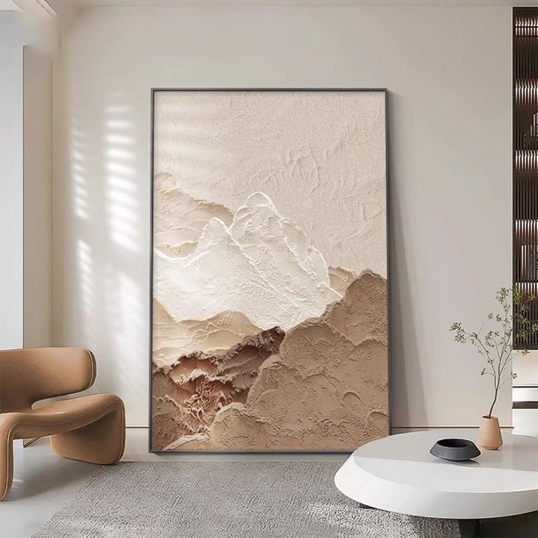 Textured Wall Art Mountain Landscape Design, Minimalist Art Neutral ...