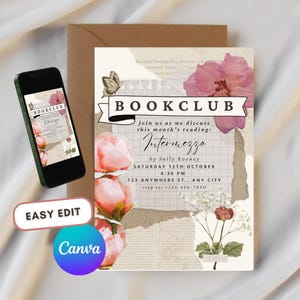 Editable Book Club Invitation, Printable Book Club Invitation, Book ...
