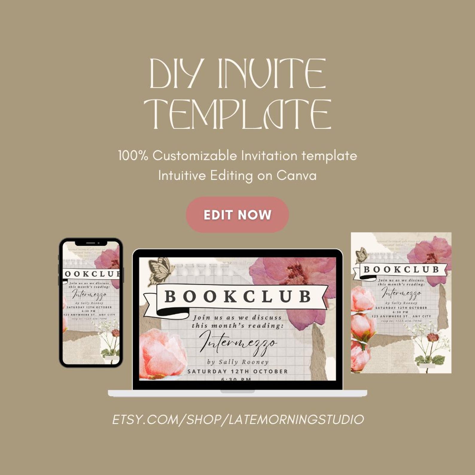 Editable Book Club Invitation, Printable Book Club Invitation, Book ...
