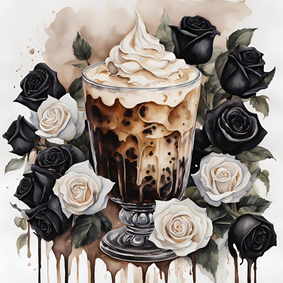 Watercolor Iced Coffee Clipart: Floral Coffee PNG (digital Download) - Etsy