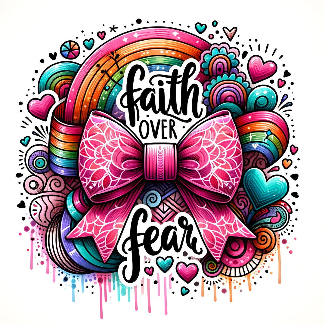 Faith Over Fear Pink Bow Png, Positive Affirmation PNG, Coquette ...