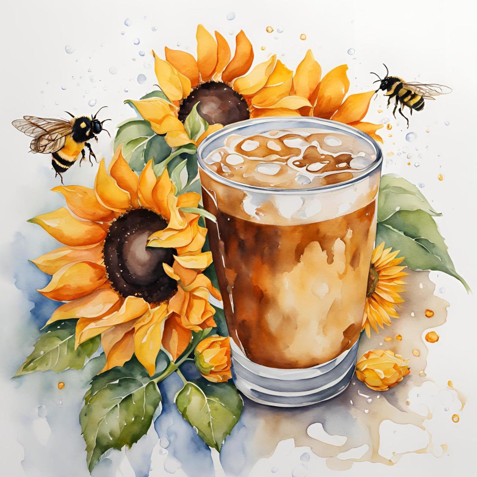Watercolor Iced Coffee Clipart: Floral Coffee PNG (digital Download) - Etsy