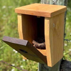 Mid-century Modern Birdhouse, Reclaimed Oak and Walnut, Handcrafted ...