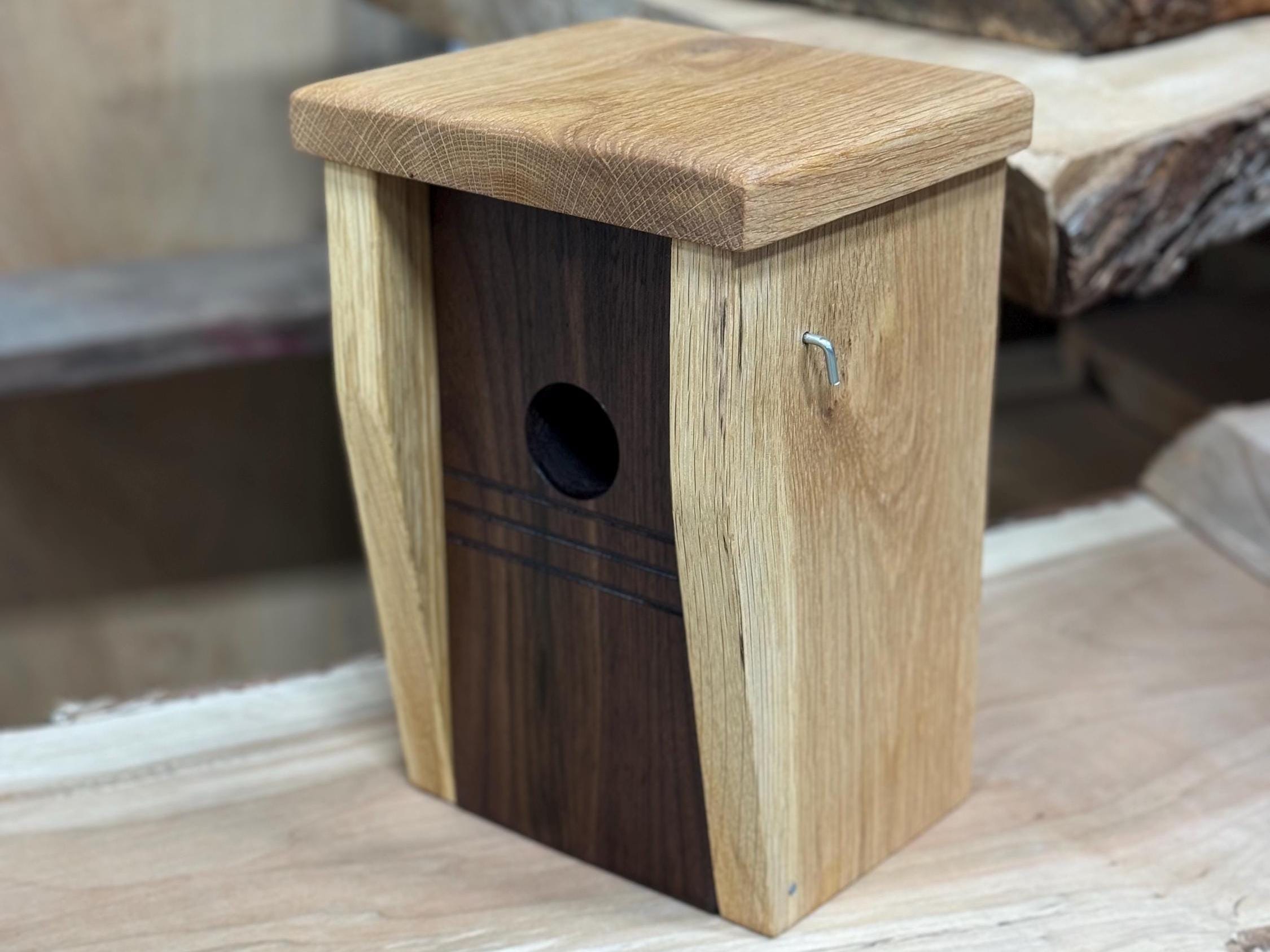 Mid-century Modern Birdhouse, Reclaimed Oak and Walnut, Handcrafted ...