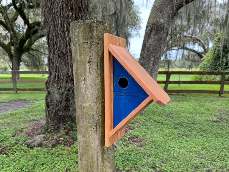 Side-mounted Birdhouse, Reclaimed Cedar & Cypress Wood, Naturally Decay ...