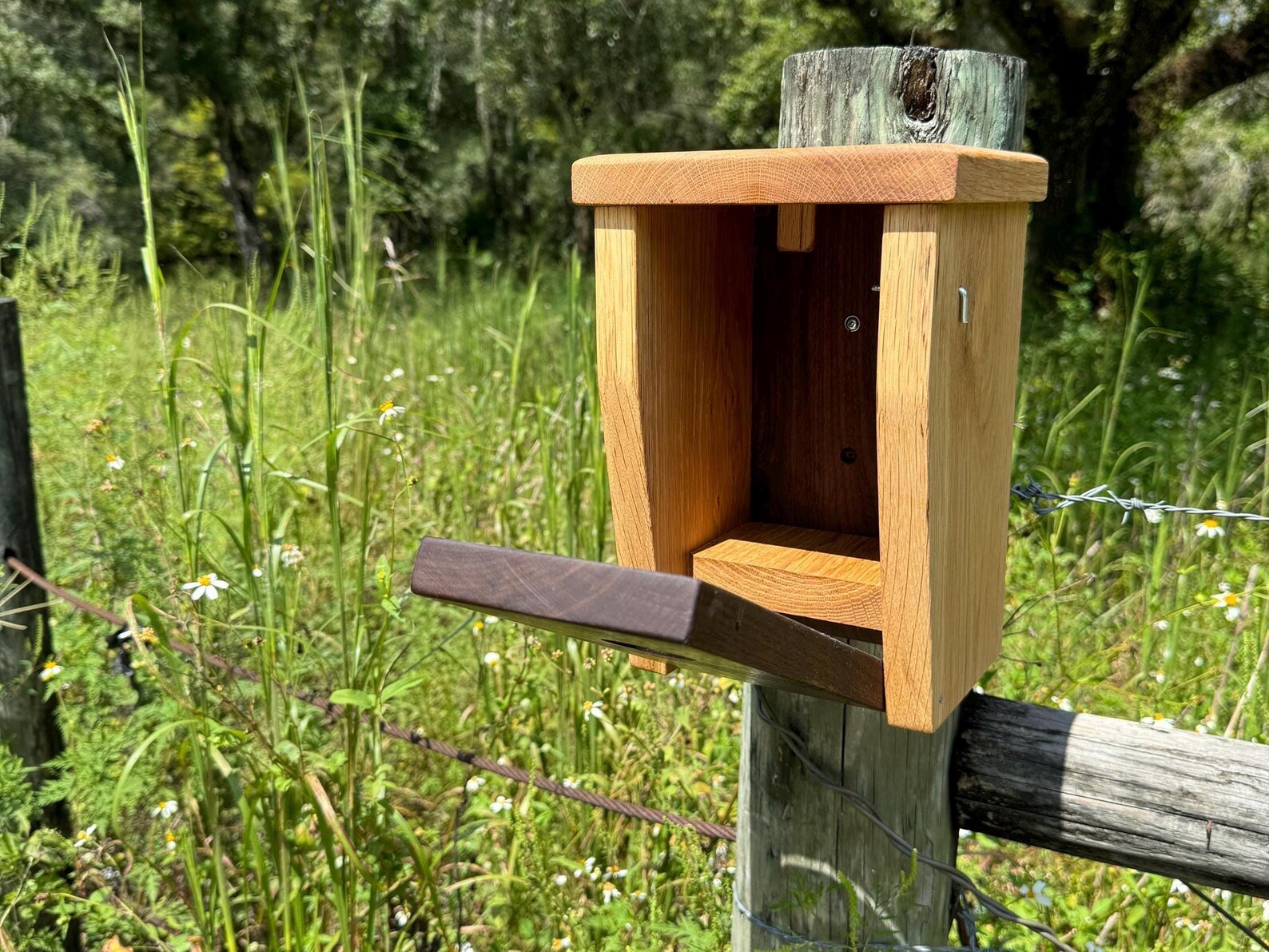Mid-century Modern Birdhouse, Reclaimed Oak and Walnut, Handcrafted ...