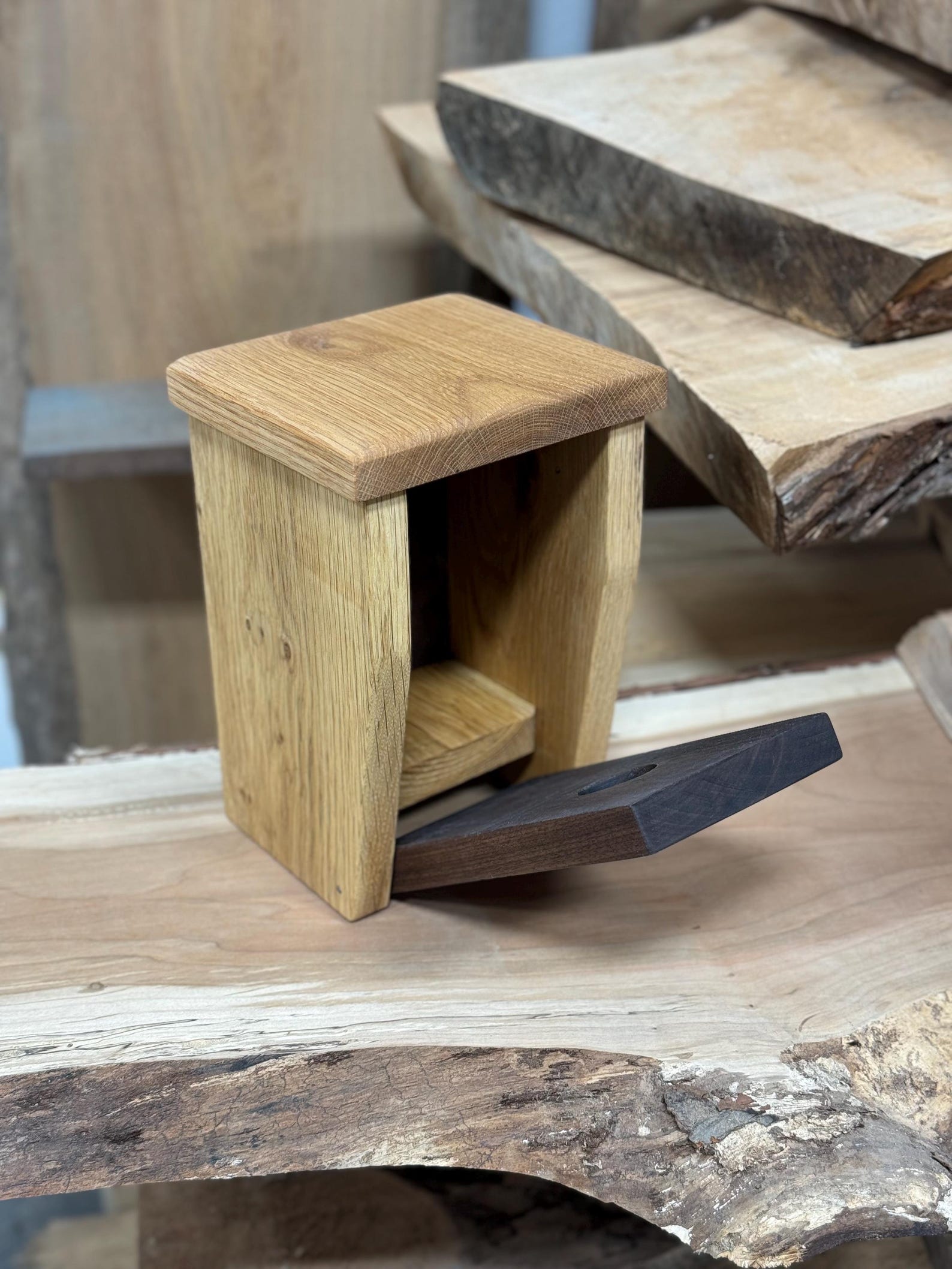 Mid-century Modern Birdhouse, Reclaimed Oak and Walnut, Handcrafted ...