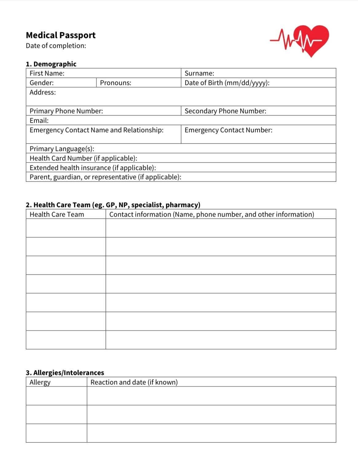 15page Digital Fillable and Printable Medical Template and Tracker ...