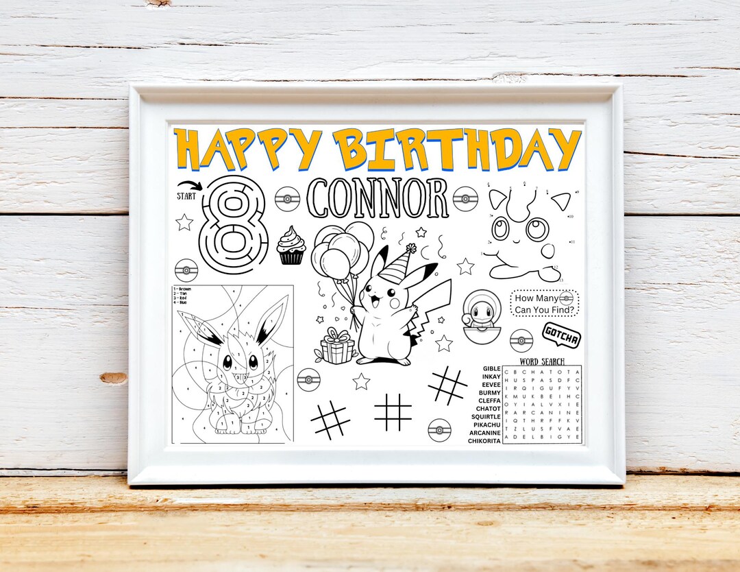 Personalized Pokeball Activity Sheet, Pokemone Birthday Party ...