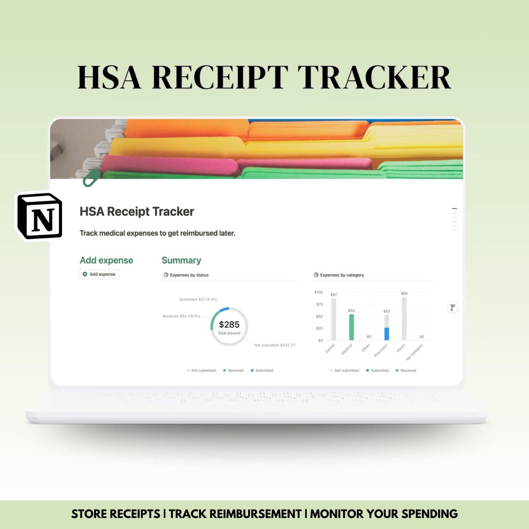 HSA Receipt Tracker Notion Template | HSA Accounts and Health Savings ...