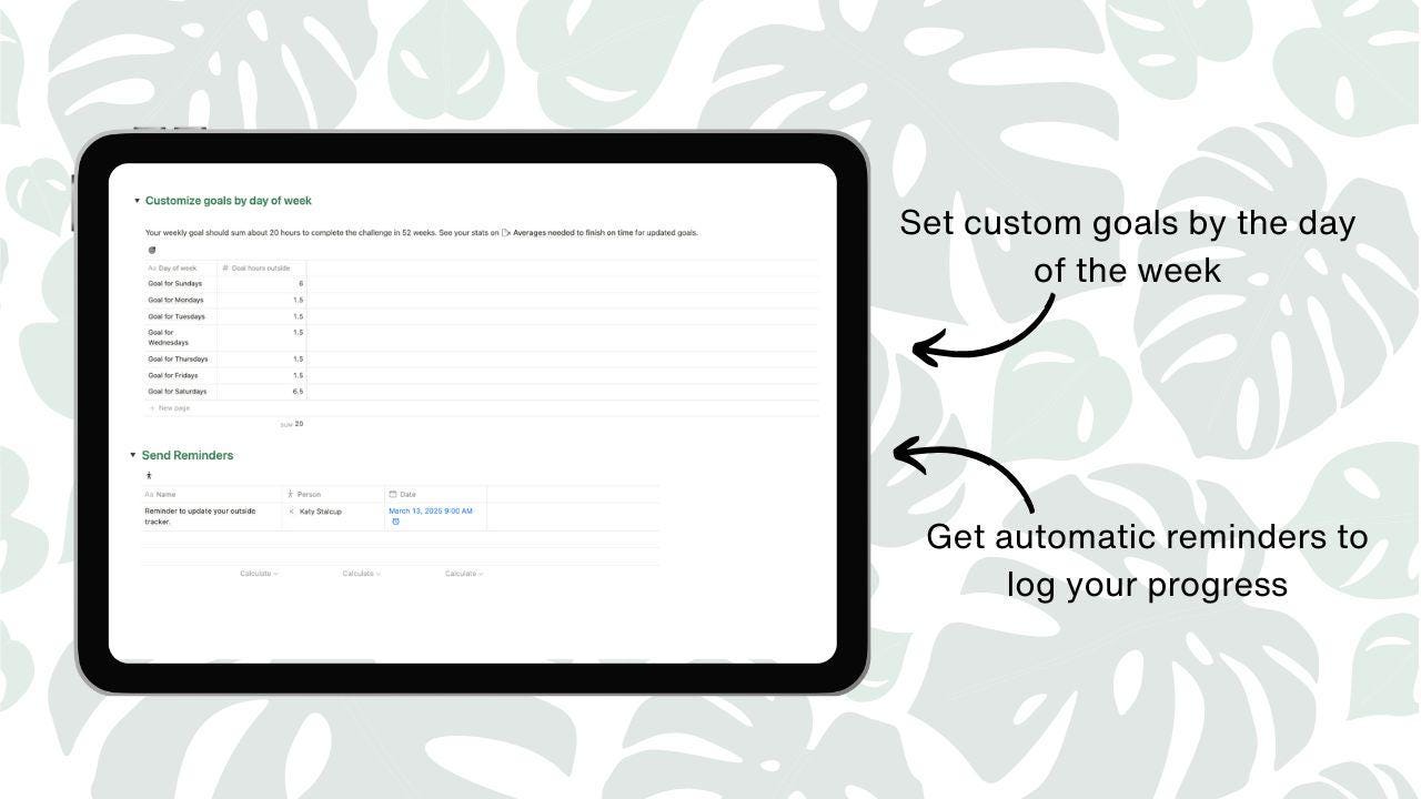 1000 Hours Outside Tracker Notion Template | 1000 Hours Outside Digital ...