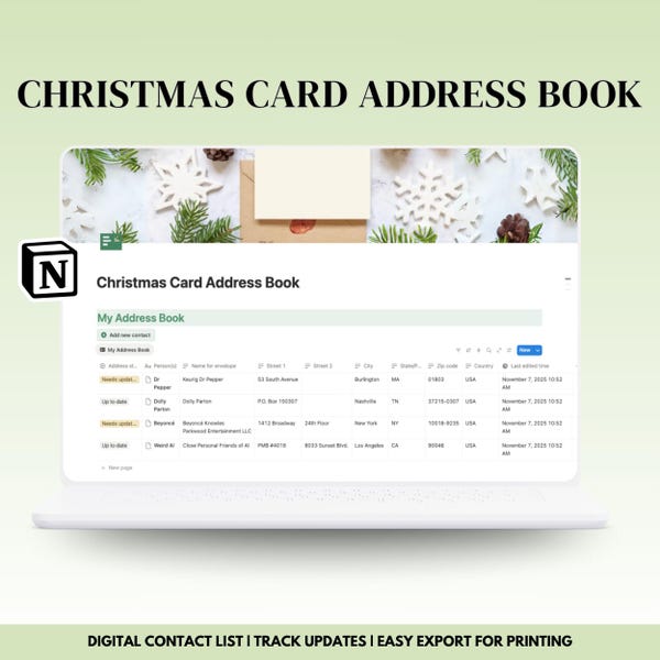 Christmas Card Address Book - Etsy