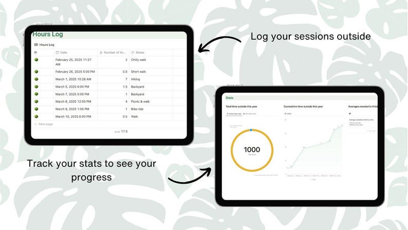1000 Hours Outside Tracker Notion Template | 1000 Hours Outside Digital ...
