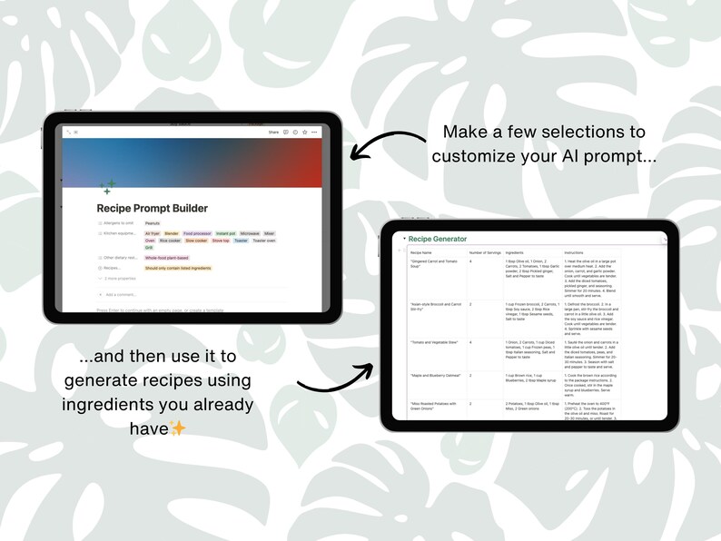 Notion Meal Planner Template With Recipe Generator & Shopping List ...