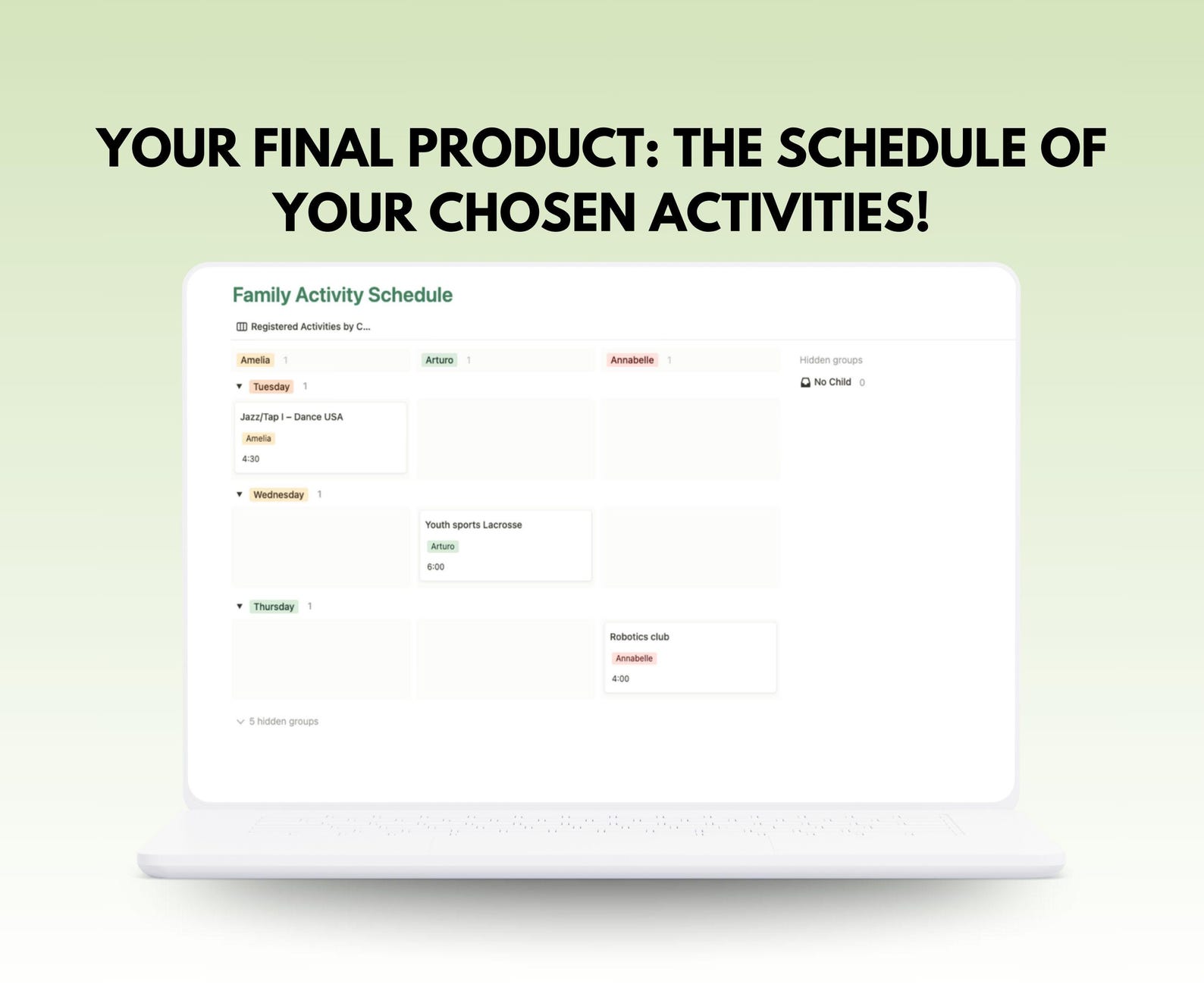 Extracurricular Activities Planner for Families Notion Template | Plan ...