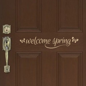Welcome Spring Front Door Decal With Butterflies, Holiday Door Decor ...
