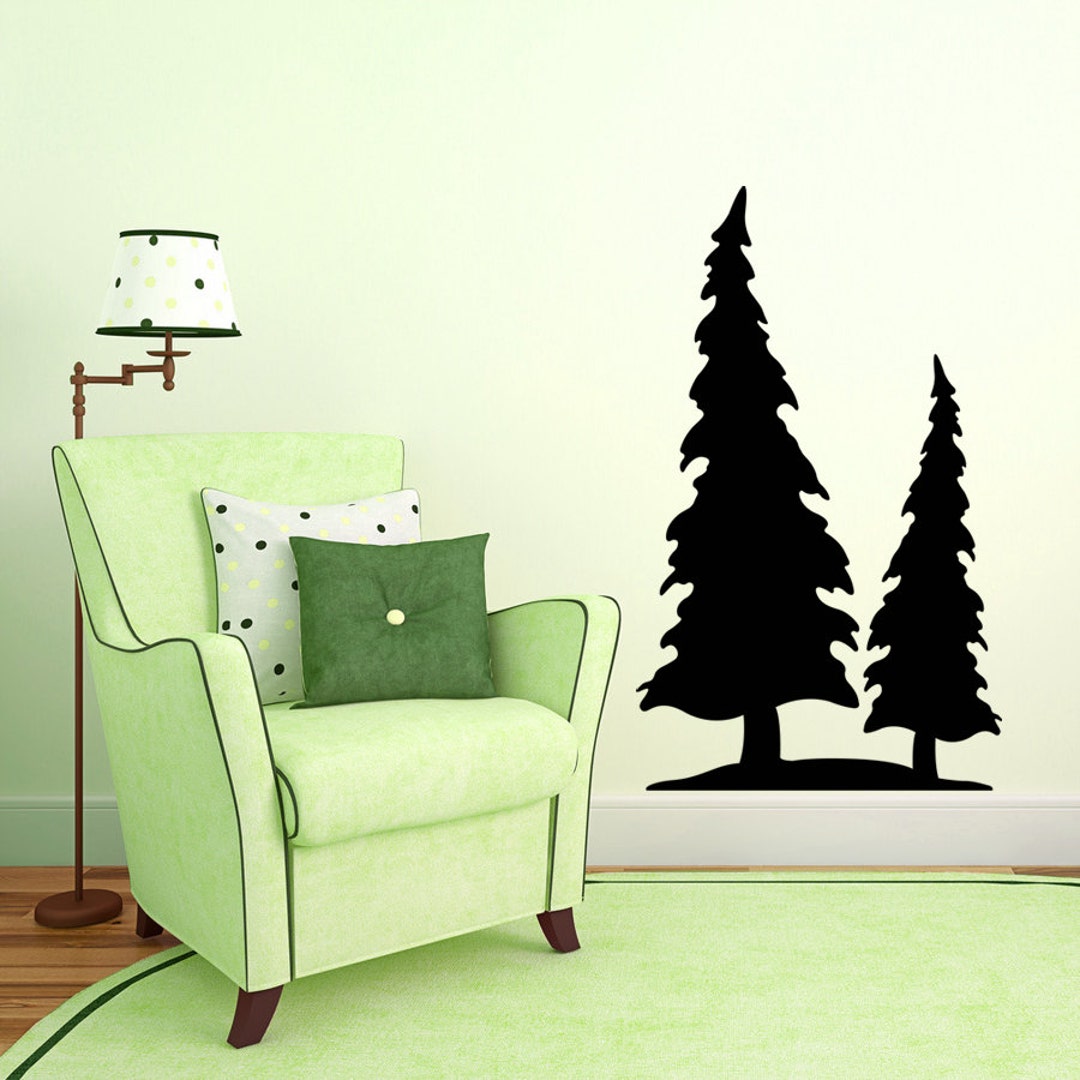 Pine Tree Vinyl Wall Decal, Two Pines Decal, Forest Decor, Woodland ...