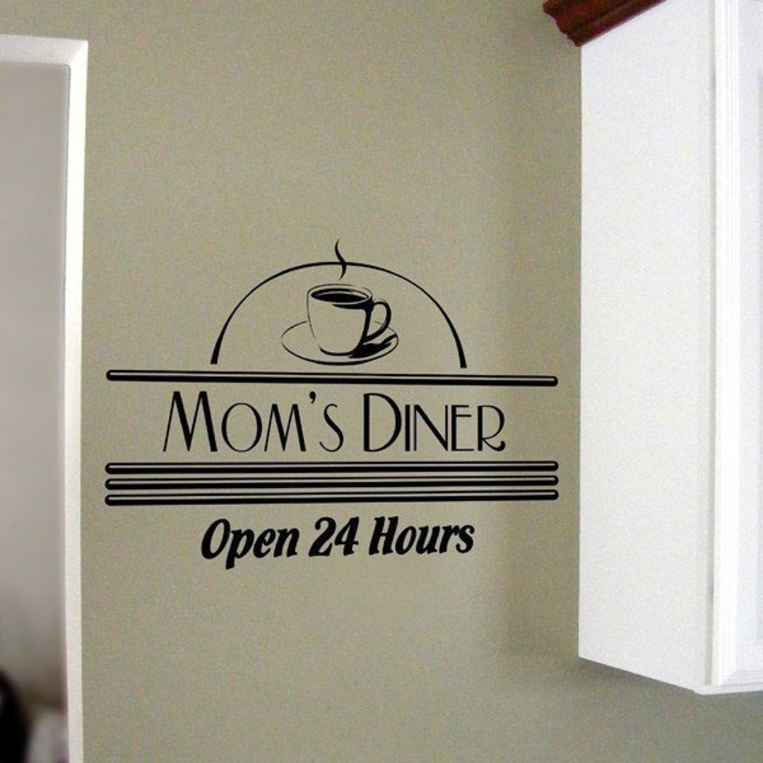 Mom's Diner, Kitchen Vinyl Decal, 50's Geekery, Cooking Retro Decals ...