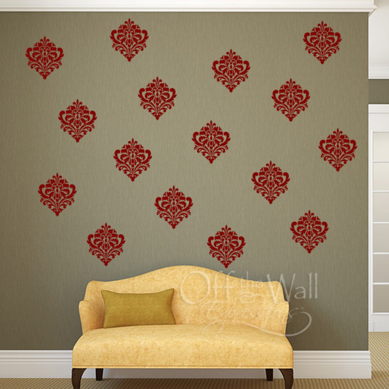 Damask Wall Decal, Set of 16 Vinyl Wall Art, Vinyl Decals - Etsy