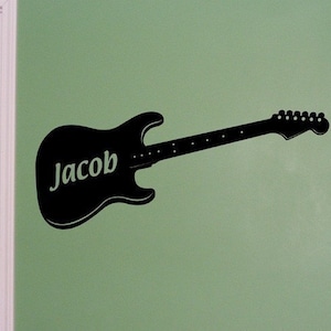 Guitar Wall Decal - Personalized Decor - Guitar Monogram - Guitar Decor ...