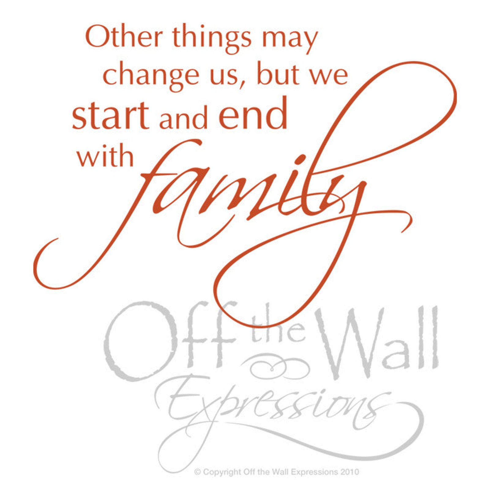 Family Quote, Start and End With Family, Vinyl Wall Decal, Family Room ...