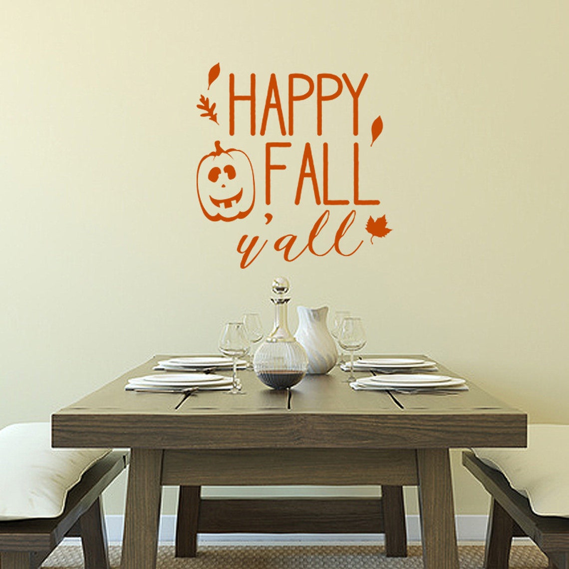 Happy Fall Y'all Vinyl Decal Autumn Wall Decor Holiday | Etsy