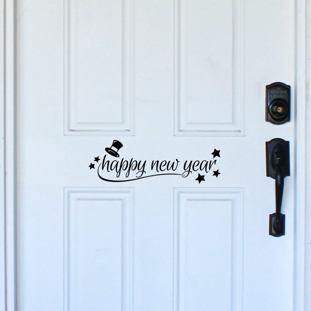 Happy New Year Vinyl Front Door Decal, New Years Eve Decor, Welcome ...
