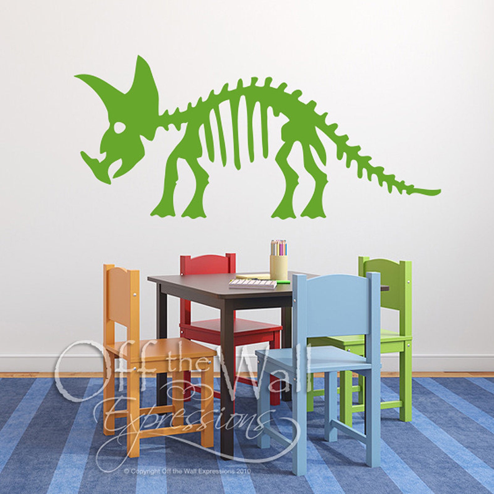Triceratops Skeleton - Vinyl Decal - Dinosaur Boys Room - Wall Decor - Etsy