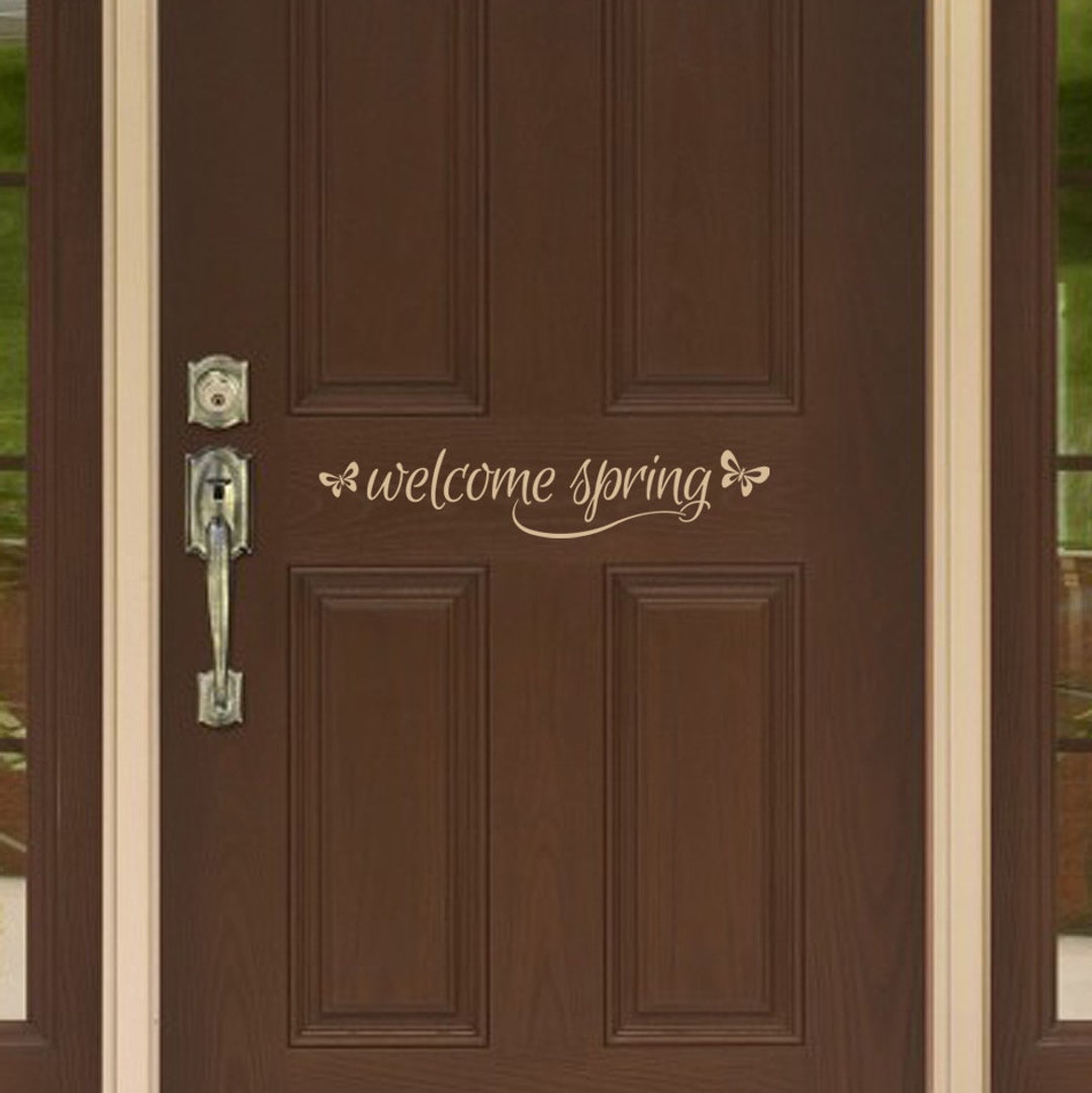 Welcome Spring Front Door Decal With Butterflies, Holiday Door Decor ...