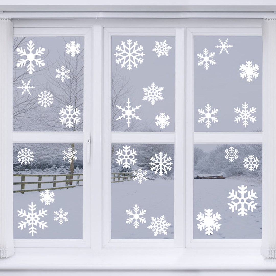 Snowflakes Vinyl Wall Decals, Set of 47 Flakes, Window Decor, Christmas ...