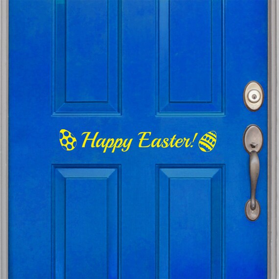 Happy Easter front door decal holiday vinyl three options | Etsy