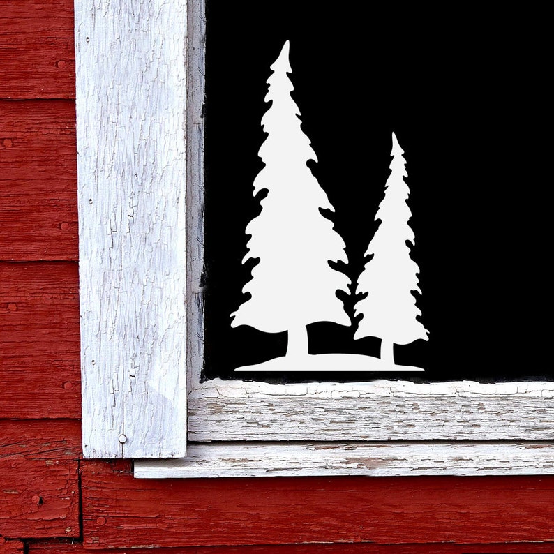 Pine Tree Window Decal Winter Decoration Woodland Holiday - Etsy