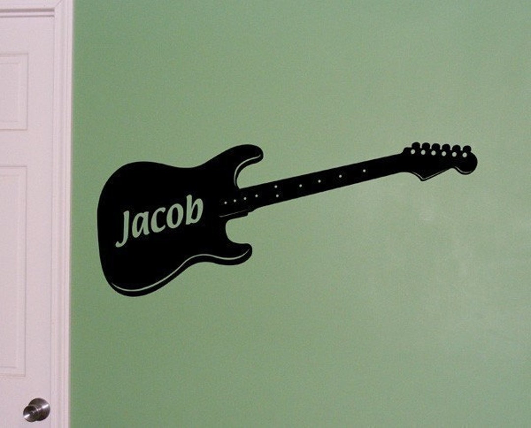 Guitar Vinyl Decal, Personalized Decal, Guitar Wall Decor, Name Wall ...