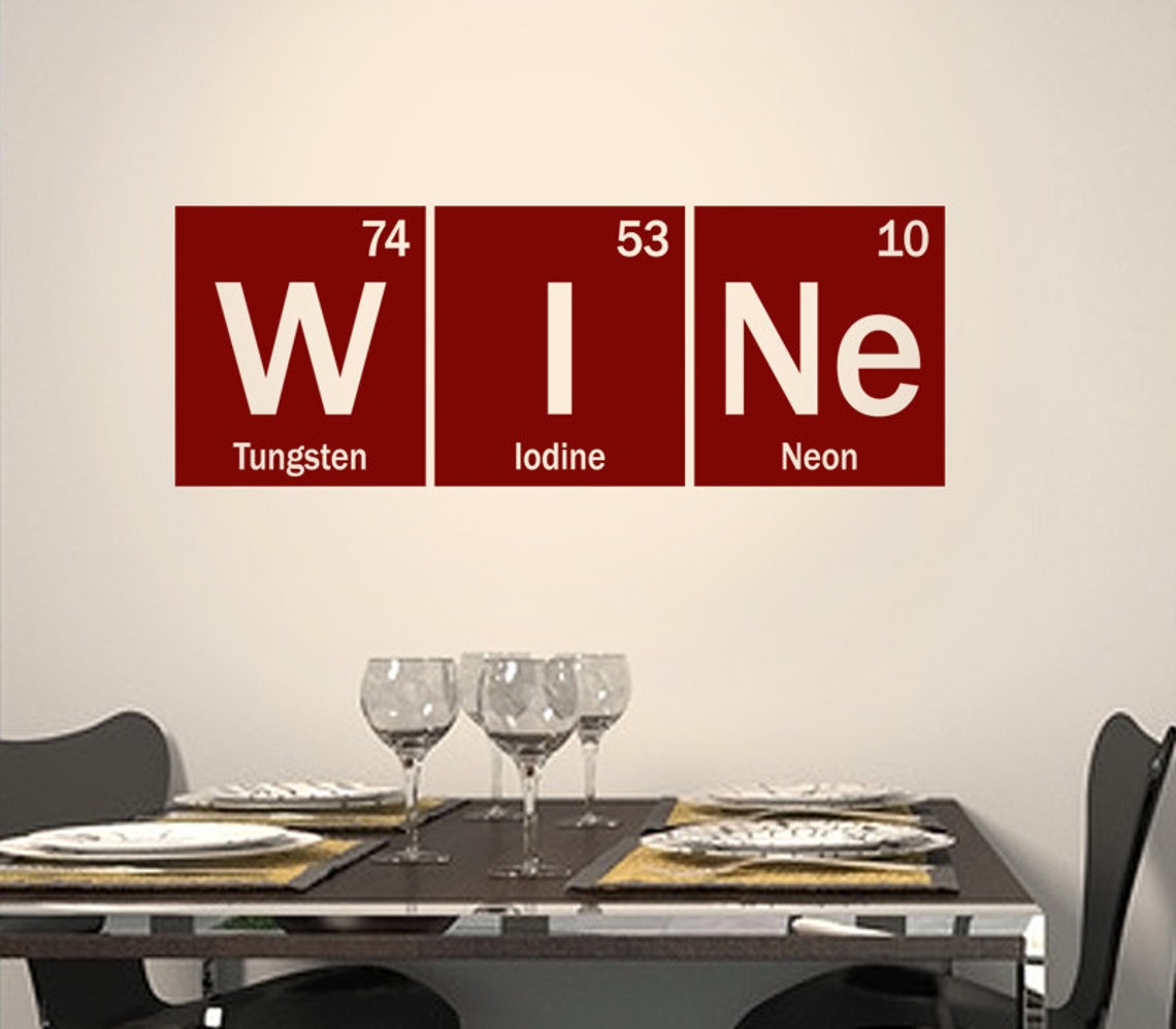 Periodic Table Wine Vinyl Decal - Table of Elements Decor - Wine Decal ...