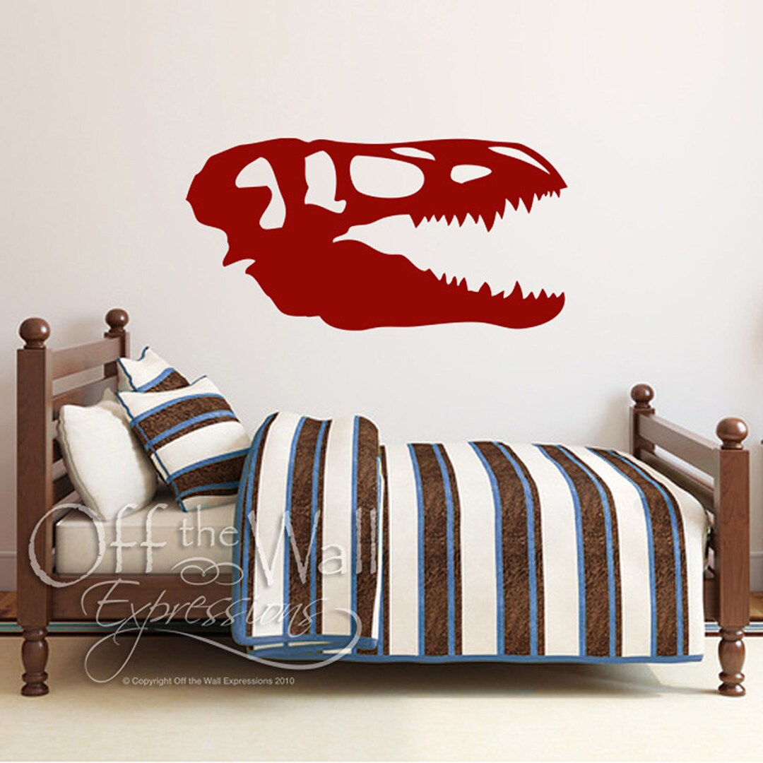 Dinosaur Skeleton Vinyl Decal, T Rex Skull Decal, Boy's Room Vinyl Wall ...