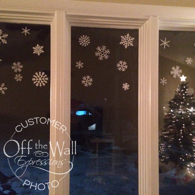 Snowflake decals large set window decor Christmas decals | Etsy
