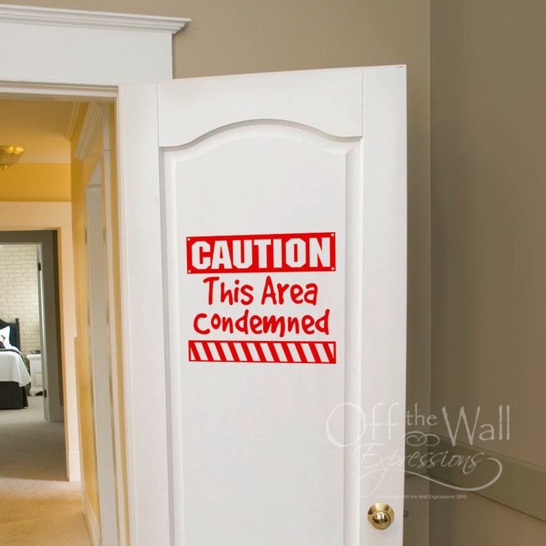 Playroom Decal, Child Bedroom Decor, Messy Room Warning Sign, Funny ...