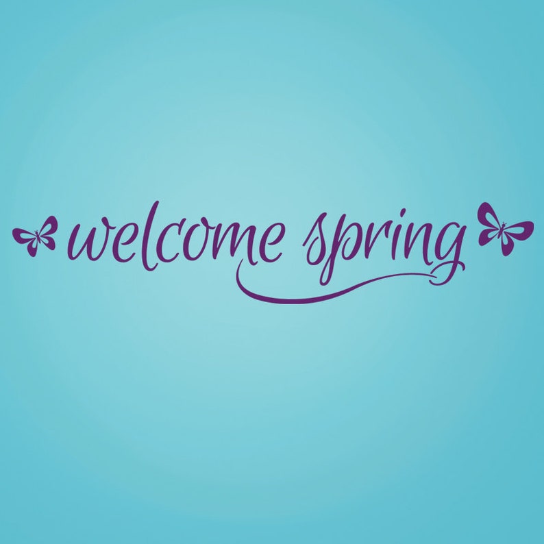 Welcome Spring Front Door Decal With Butterflies Holiday Door - Etsy