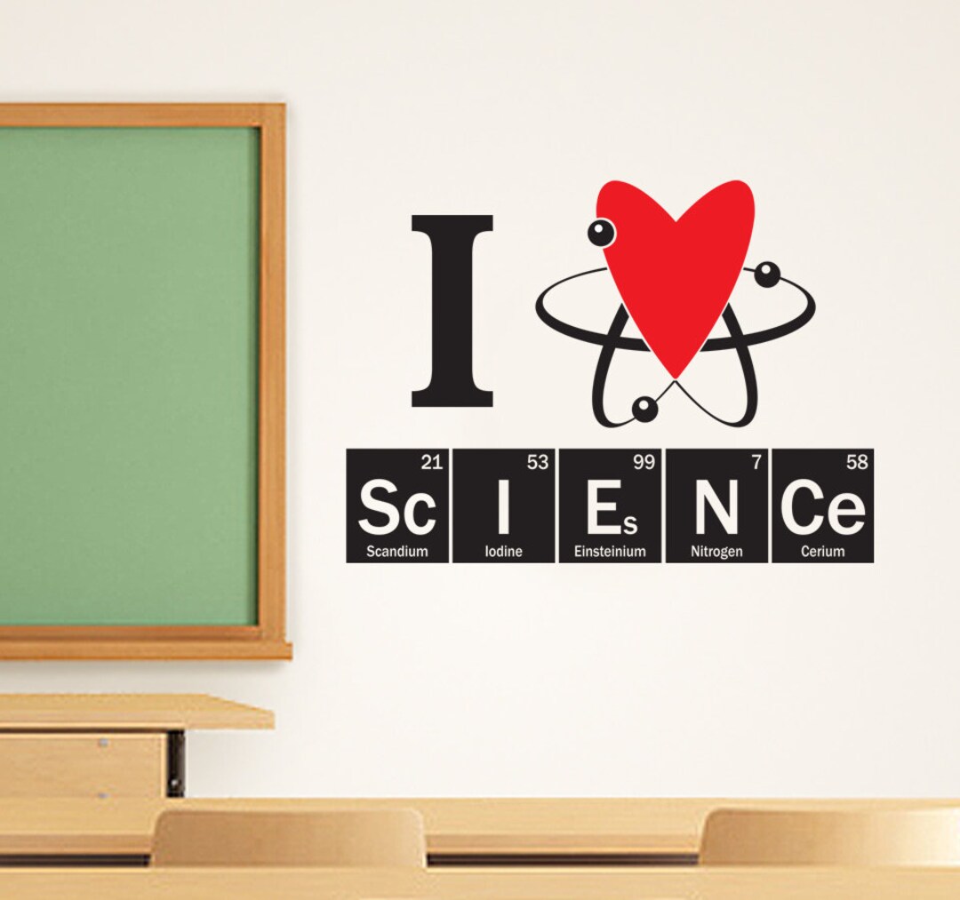 I Heart Science Wall Decal, Two Color Design, for Science Classroom ...
