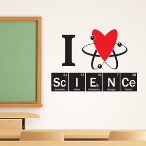 I Heart Science Wall Decal, Two Color Design, for Science Classroom ...